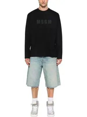 MSGM Logo-print Long-sleeve T-shirt - Black