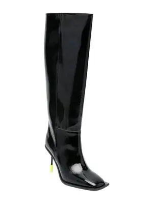 MSGM Patent Leather Knee-high Stiletto Boots - Black