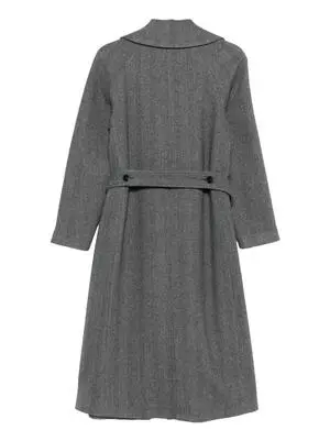 PALTO' Herringbone Belted Coat - Black