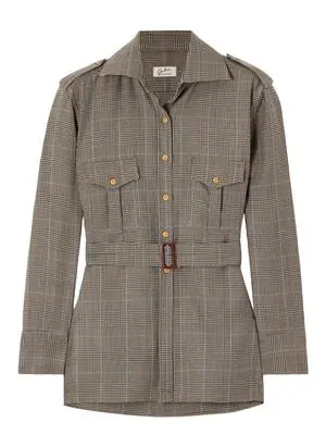 Giuliva Heritage Prince Of Wales Checked Wool Shirt With Belt - Black