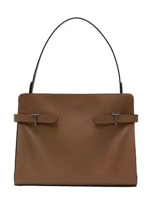 LE TANNEUR Leather Tote Bag With Buckle Detail - Brown