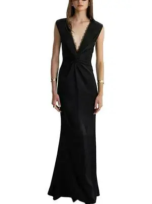 MOOS STUDIO Noir Elegance Twist-necklace Gown - Black