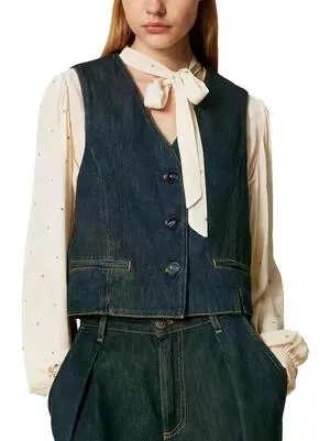 TWINSET Denim Gilet - Blue