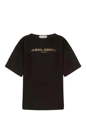 Alberta Ferretti Cotton T-shirt With Logo Print - Black