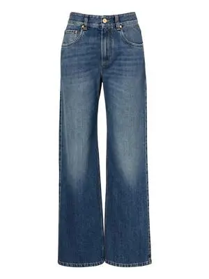 Brunello Cucinelli Monili High-rise Wide-leg Jeans - Blue