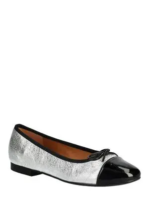 BILLI BI Metallic Bow Ballet Flats - Silver