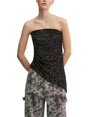 ANIYE BY Sequin-embellished Asymmetric Strapless Top - Black
