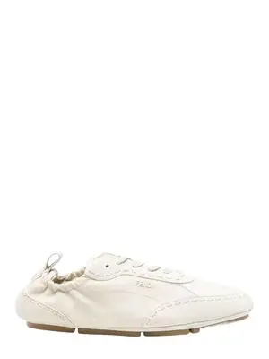 Fendi Calf Leather Lace-up Sneakers - Neutrals