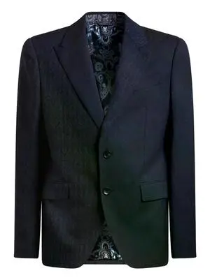 Etro Jacquard Wool Blazer Blue