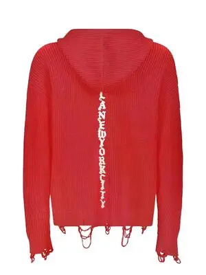 HACULLA. Haculla Distressed Hoodie With Applique Detail Red