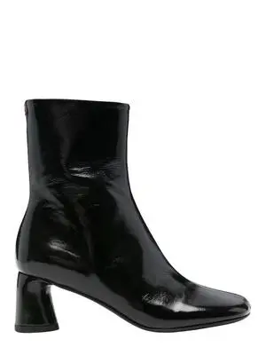 HALMANERA Patent Leather Block Heel Boots - Black