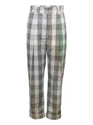 Baum Und Pferdgarten Pleated Check Trousers - Neutrals