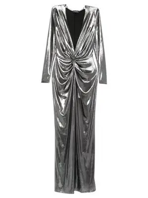 ROSERRY Metallic Twist-front Maxi Dress - Silver