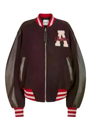 Attico Leather-sleeved Bomber Jacket - Red
