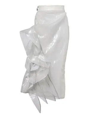 Maticevski Hymn" Ruffled Sequined Midi Skirt - Silver