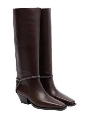 Brunello Cucinelli Monili Leather Knee-high Boots - Brown