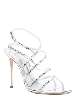Casadei 80mm Stiletto Crystal-embellished Pumps - Silver