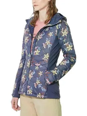 Columbia Floral-print Quilted Jacket With Hood - Blue