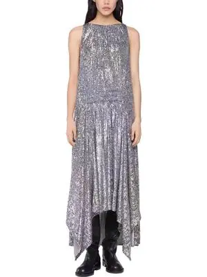 Rabanne Sequined Sleeveless High-low Dress - Silver