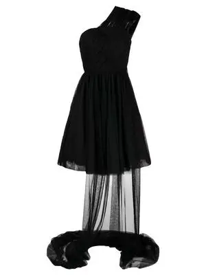 ANOUKI One-shoulder Ruffled Tulle Dress - Black