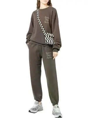 7 DAYS ACTIVE Logo Print Cotton Track Pants - Grey