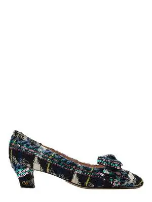 Valentino Garavani Valentino Garavani Bowow Tweed Pumps With Sequins And Bow Detailing Multi