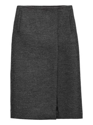 Prada Midi Skirt With Slit Detail - Grey