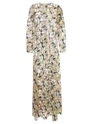 MACGRAW Soiree Floral-embroidered Maxi Dress - Multicolour