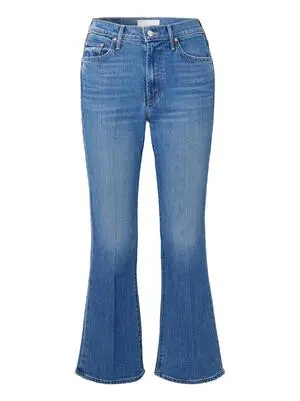 MOTHER The Outsider Flood Cropped Flared Jeans - Blue