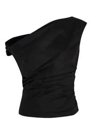Good American Off-the-shoulder Cotton Poplin Top - Black