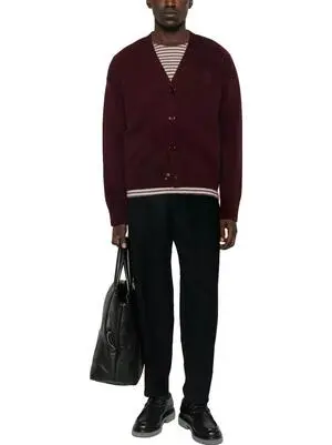 AMI Paris Embroidered Button Cardigan - Red