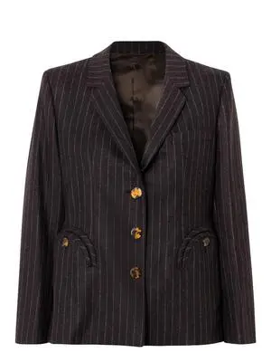 BLAZÉ MILANO Akira Pinstriped Wool And Cashmere-blend Blazer - Brown