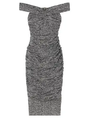 DOLCE & GABBANA Dolce & Gabbana Off-the-Shoulder Gathered Printed Silk-Blend Midi Dress