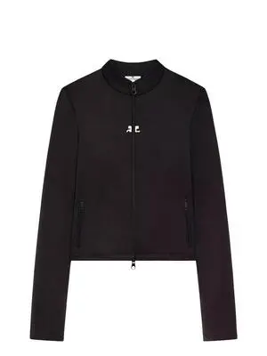 COURREGES Cropped Zip-up Jacket With Logo Patch - Black