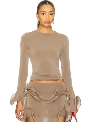 SID NEIGUM Wave Top Long Sleeve Jersey Top With Swirl Cuffs - Grey