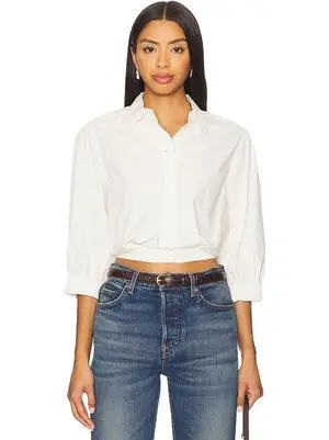 BOBI Puff Sleeve Cropped Top - White