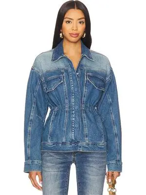 Good American Barrel Sleeve Denim Jacket - Blue