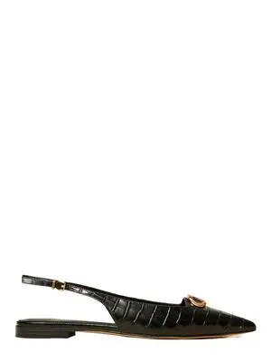 TWINSET Crocodile-print Slingback Mules - Black
