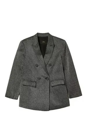 TWINSET Herringbone Double-breasted Blazer - Grey
