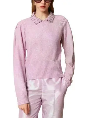 TWINSET Embellished Polo-collar Sweater - Pink