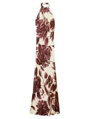 TWINSET Floral Print Halterneck Maxi Dress - Red