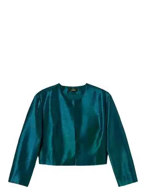 TWINSET Teal Crop Hem Long Sleeve Jacket - Blue