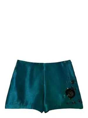 TWINSET Embroidered Sequin Shorts - Green
