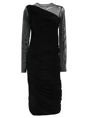 Norma Kamali Draped Long Sleeve Midi Dress - Black