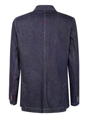 UMA WANG Buttoned Patch-pocket Denim Jacket - Blue