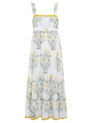 JULIET DUNN Floral Cotton Tiered Midi Dress - Multicoloured
