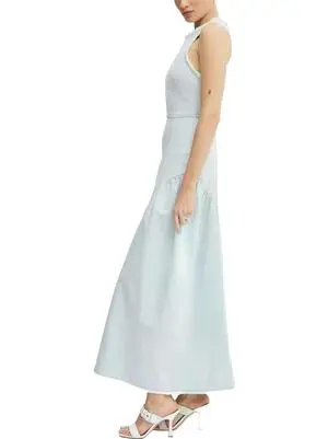 IVY OAK Sleeveless Frayed Edge Denim Maxi Dress - Blue