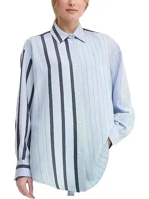 SANDRO FERRONE Striped-panel Shirt - Blue