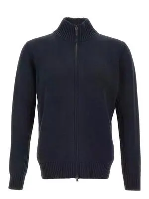 KANGRA Ribbed Zip-up Cardigan - Blue