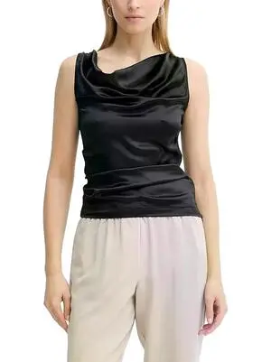 AERON Camille Sleeveless Cowl-neck Top - Black